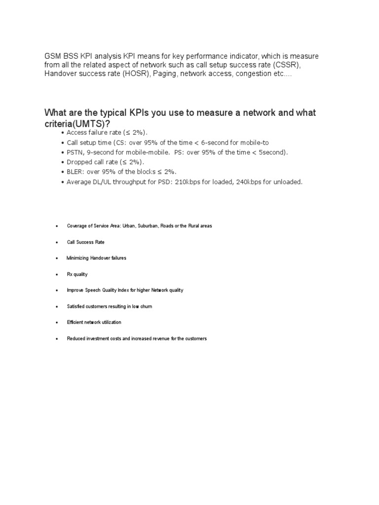 What Are The Typical Kpis You Use To Measure A Network and What ...