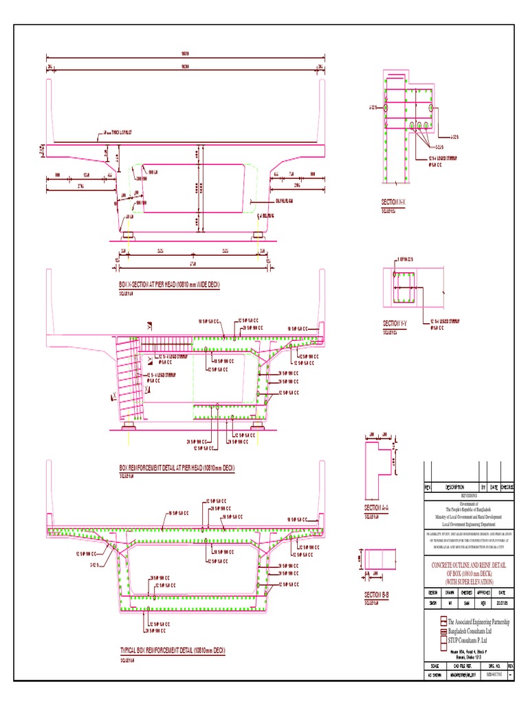 Section X-X: Concrete Outline and Reinf. Detail OF BOX (10810 MM DECK ...