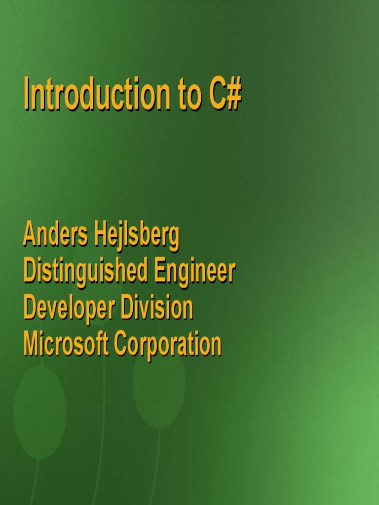 Introduction To Csharp PDF | PDF