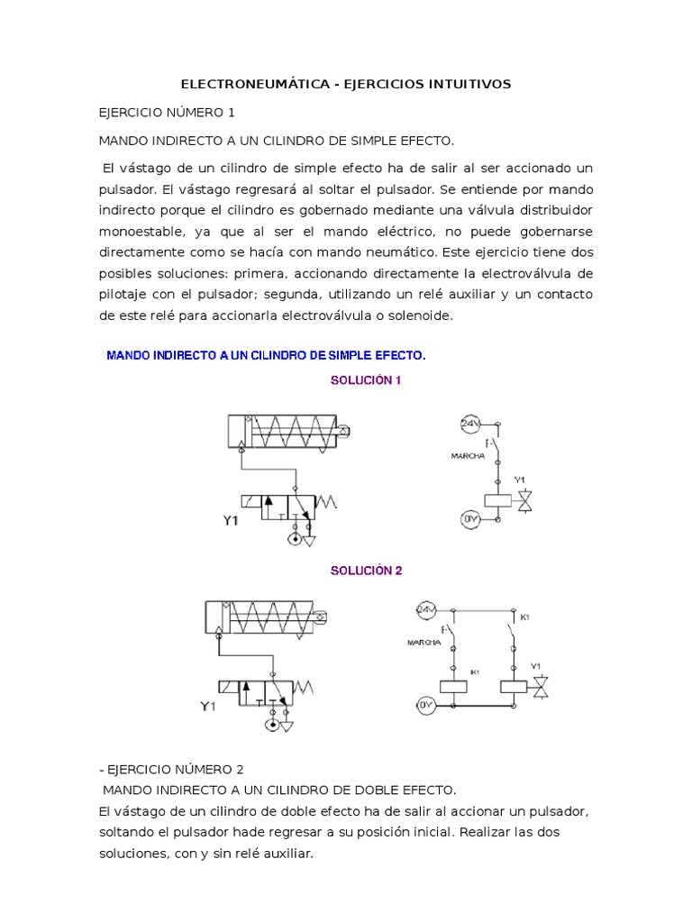 ELECTRONEUMÁTICA Ejercicio Basicos 1-8 | PDF | Relé | Ingeniería mecánica