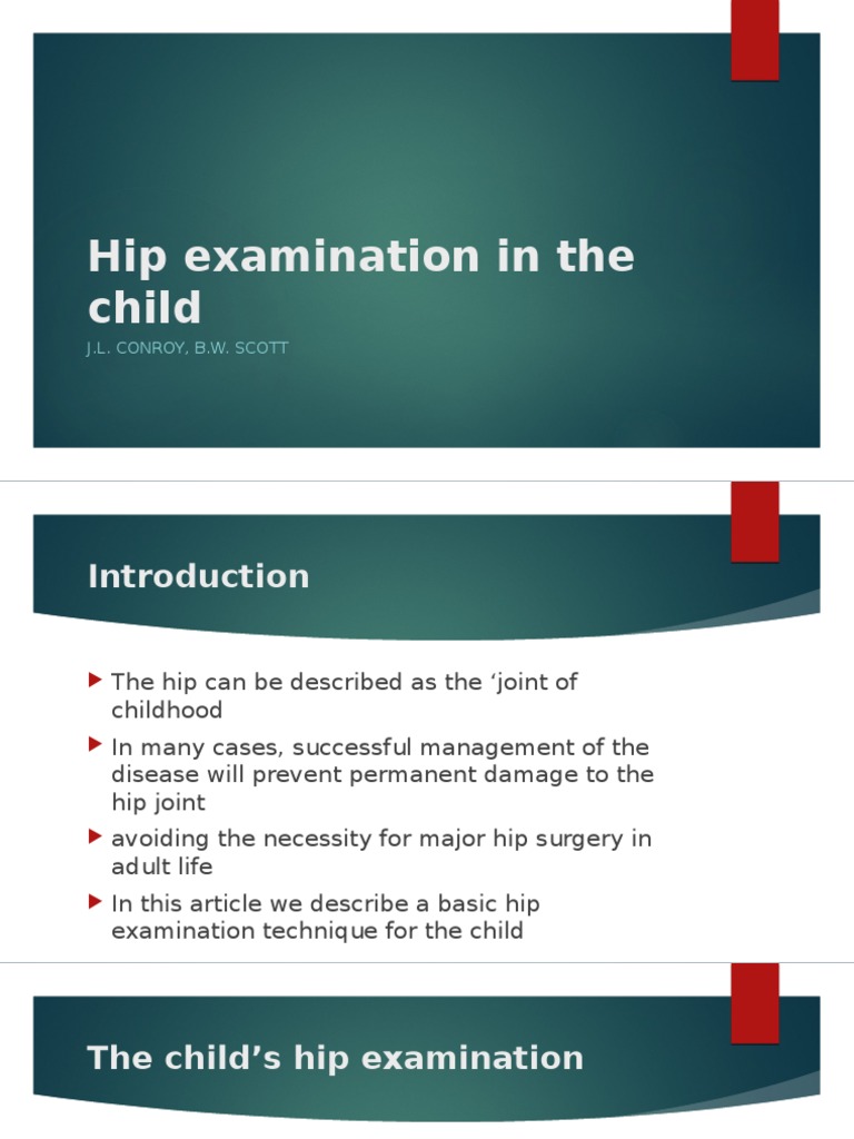 Hip Examination in The Child | PDF | Anatomical Terms Of Motion | Pelvis