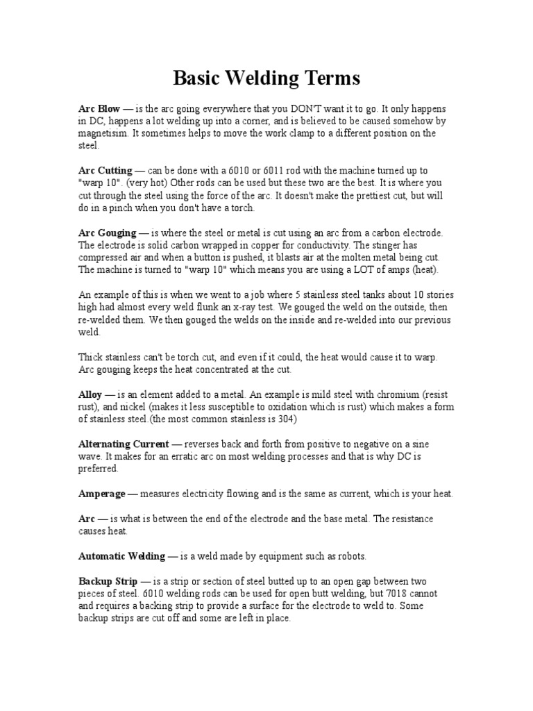 Basic Welding Terms | Welding | Industrial Processes