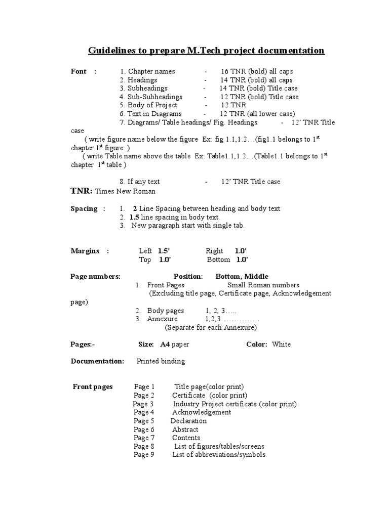 Guidelines for Formatting an M.Tech Project Documentation ...