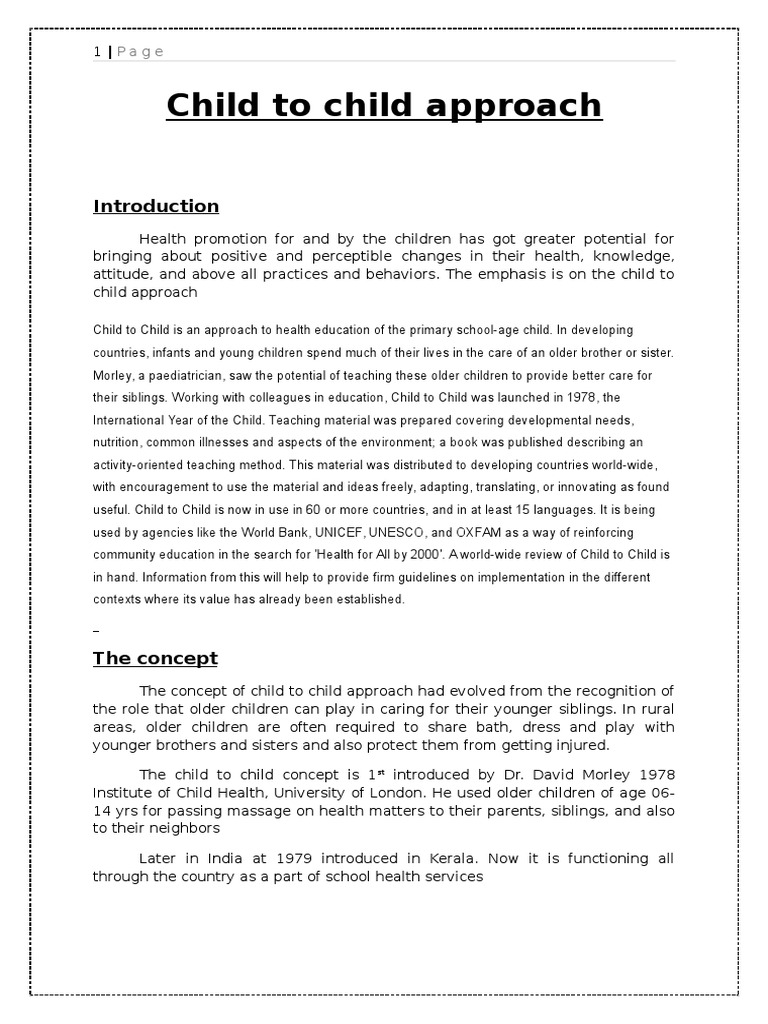 Implementing the Child-to-Child Approach: Developing Older Children's ...