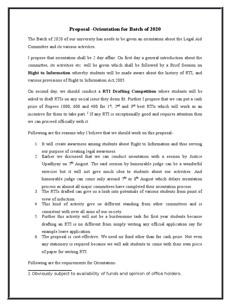 Proposal For Orientation | PDF | Public Sphere | Government