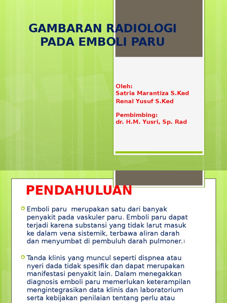 Gambaran Radiologi pada Emboli Paru | PDF