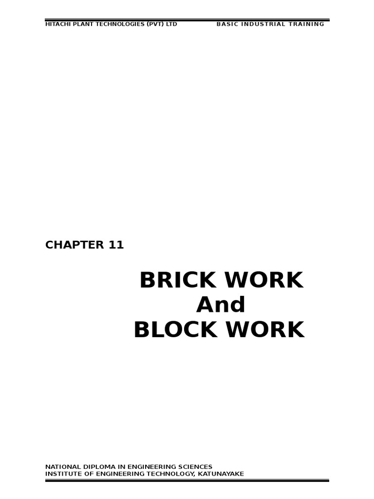 Brick Work and Block Work: Hitachi Plant Technologies (PVT) LTD Basic ...