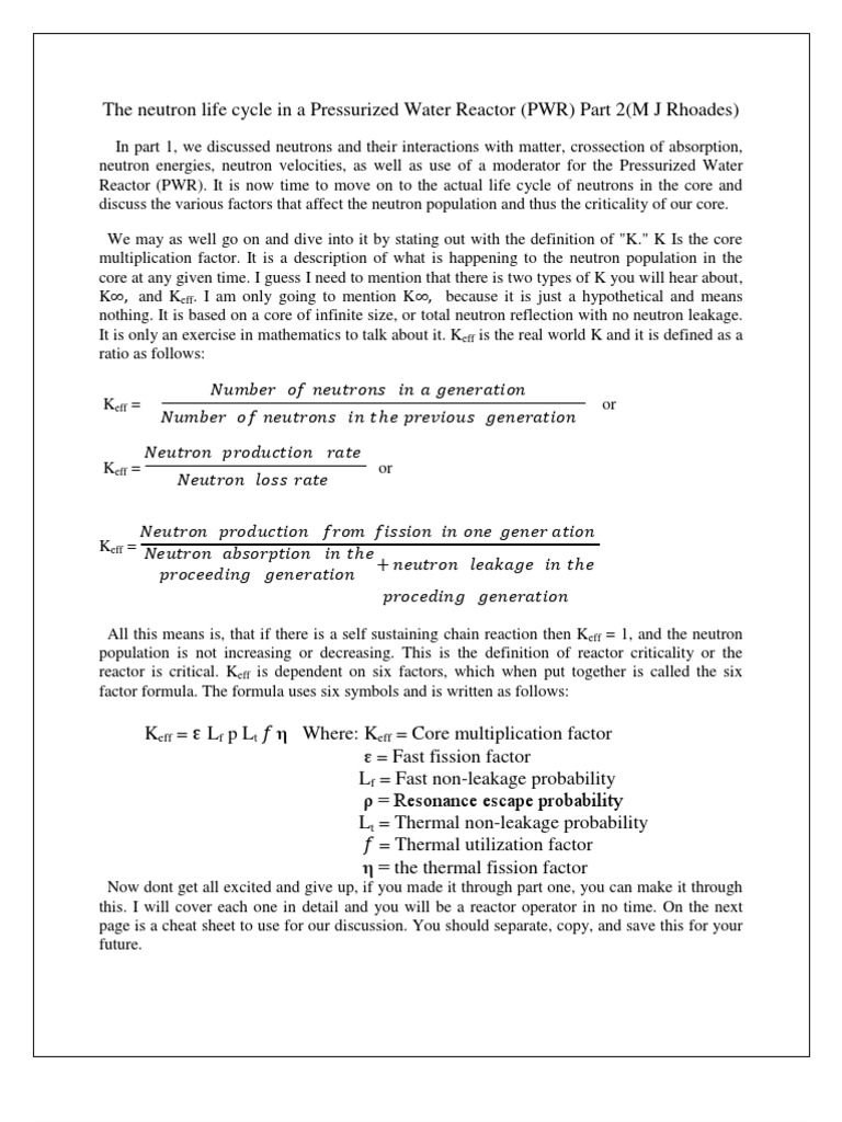 The Neutron Life Cycle Part 2 | PDF | Nuclear Reactor | Neutron