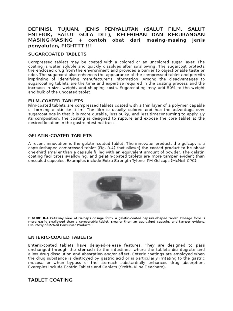 Tablet Coating | PDF | Tablet (Pharmacy) | Chemical Substances