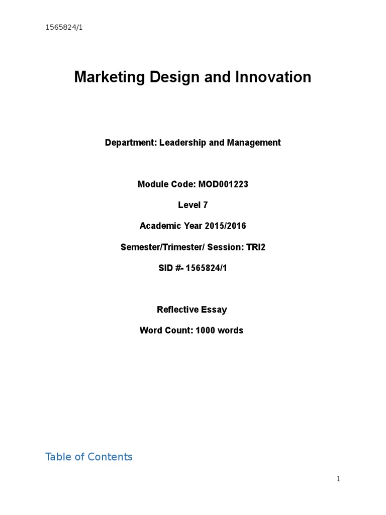 Reflective Essay Final 1 | PDF | Innovation | Design