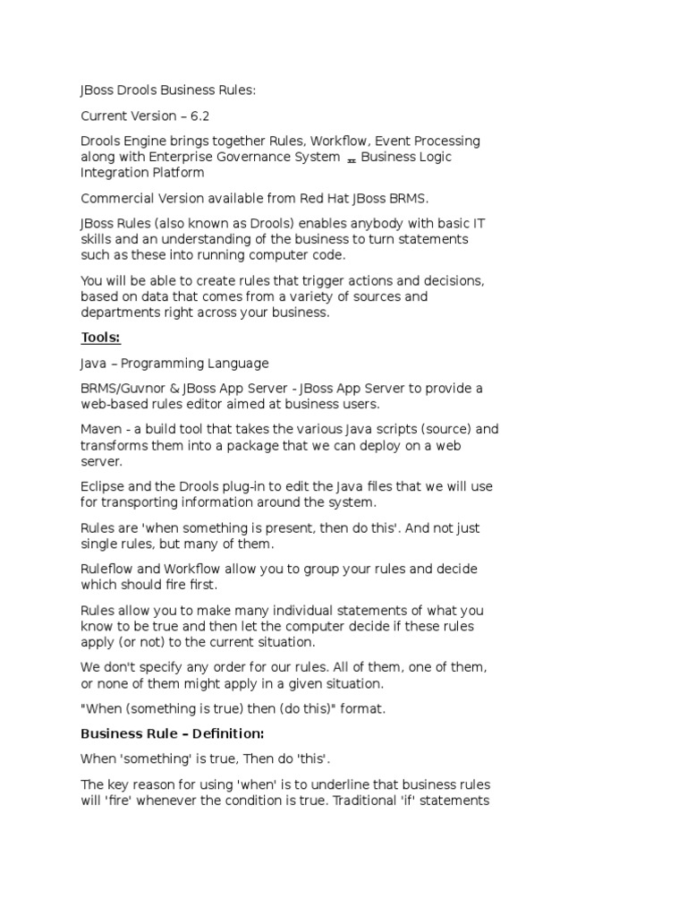 JBoss Drools Business Rules | PDF | Web Application | Java (Programming Language)