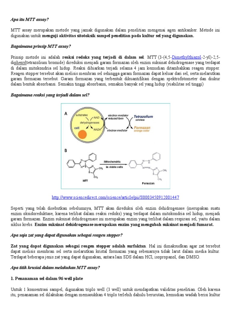 Metode dan Prinsip MTT Assay | PDF | Sains & Matematika
