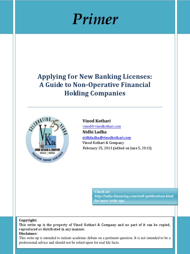 Guide To Non Operative Financial Holding Companies For New Banks in ...