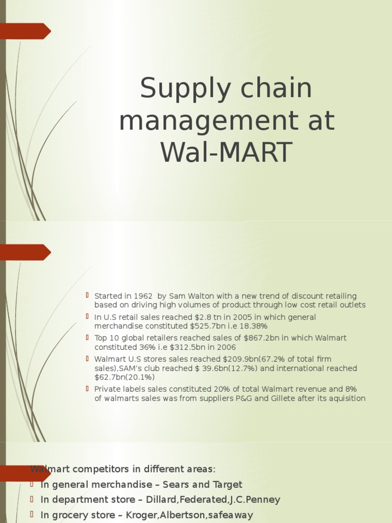 Supply Chain Management at Wal-MART - Viplav | PDF | Walmart | Retail
