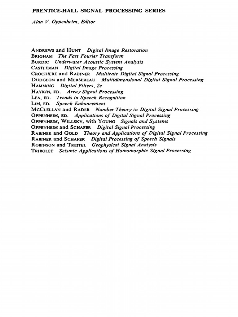 Lawrence R. Rabiner, Digital Processing of Speech Signals | PDF ...