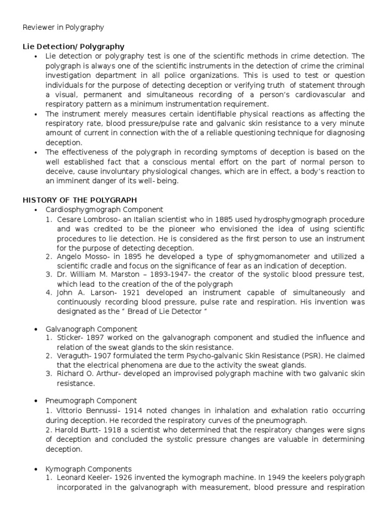 Reviewer in Polygraphy | PDF | Lie | Polygraph
