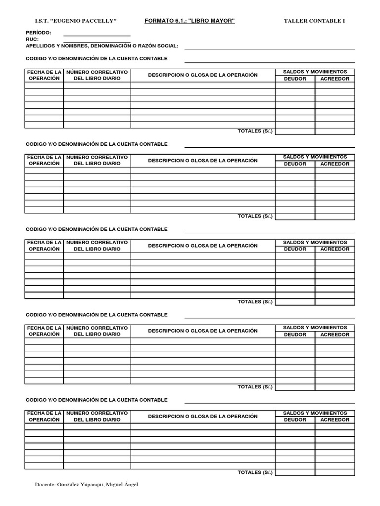 Formato de Libro Mayor para Imprimir | PDF | Estudios de idiomas ...