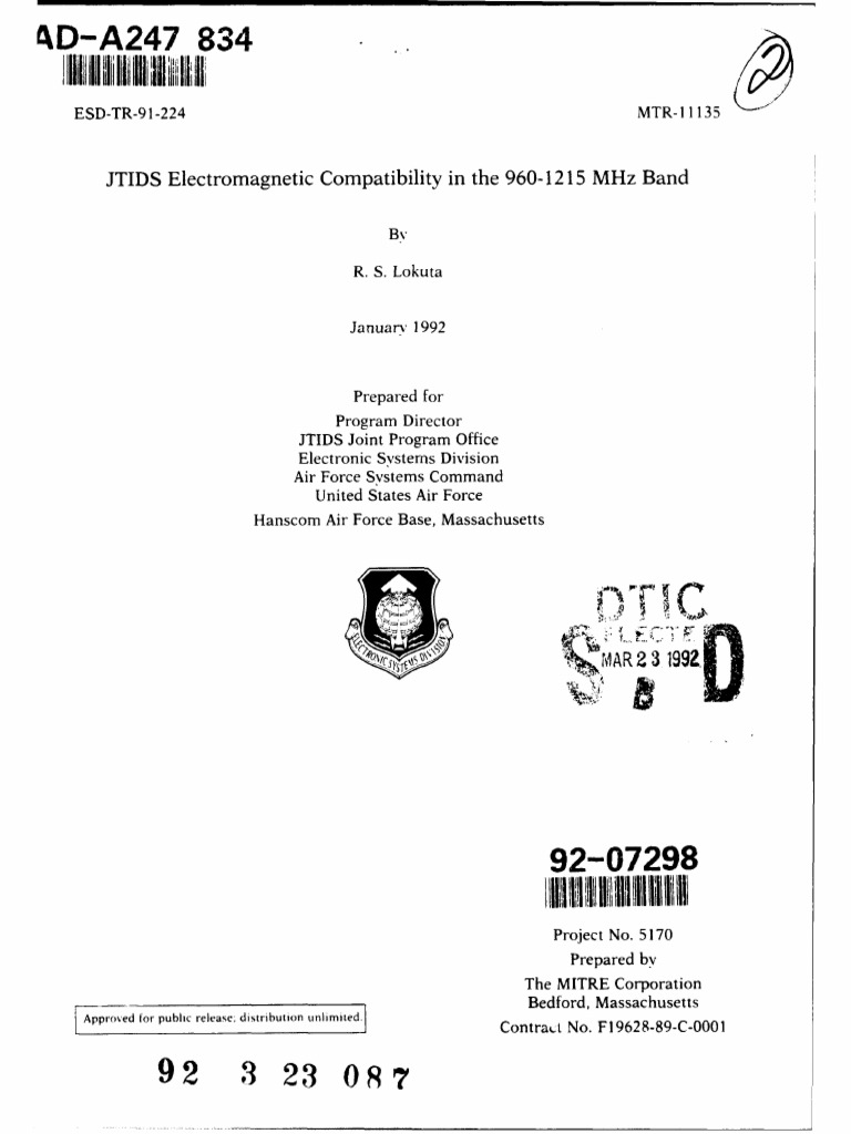 JTIDS Electromagnetic Compatibility in The 960-1215 MHZ Band | PDF ...