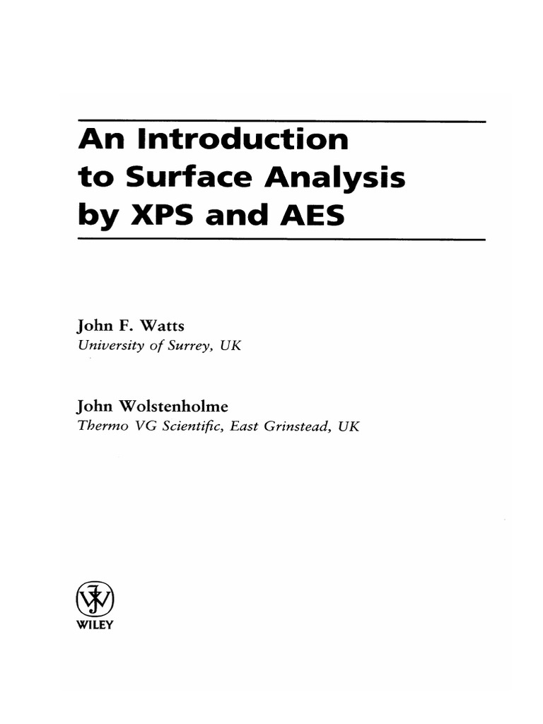 Introduction To SurfaceIntroduction To Surface Analysis by XPS and AES ...