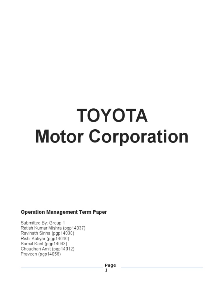 OM Toyota Group1 | PDF | Toyota | Operations Management
