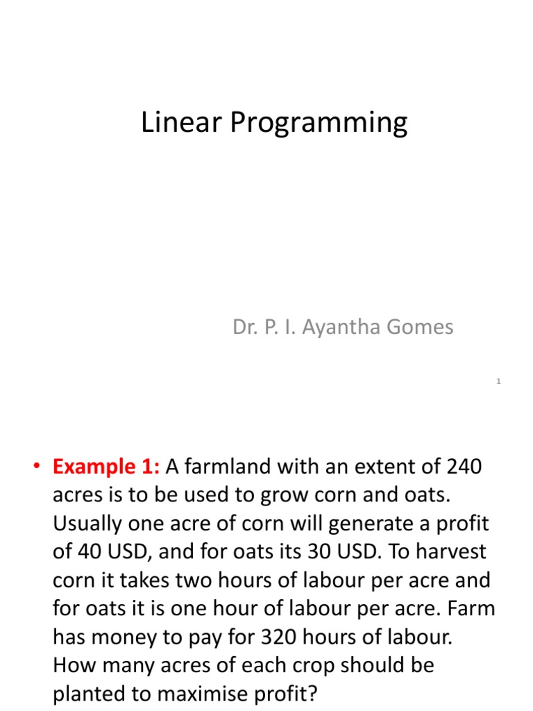 Presentation5 Linear Programming Pdf Linear Programming Labour Economics