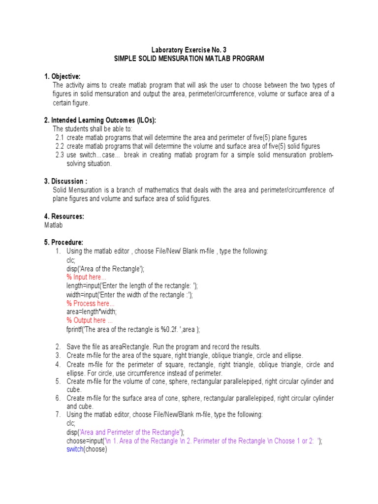 3 Lab Exercise Updated | PDF | Volume | Surface Area