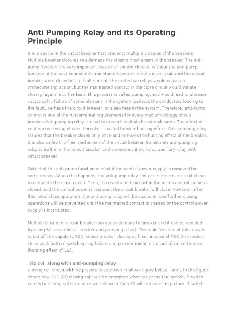 Anti-Pumping Relay: Function & Benefits | PDF | Relay | Switch