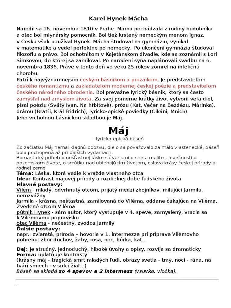 Karel Hynek Mácha - Máj | PDF