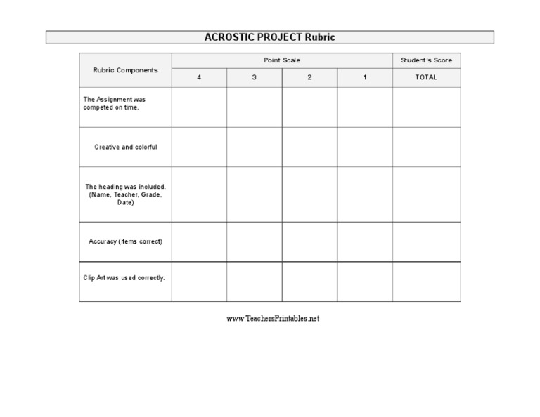 Acrostic Rubric | PDF | Art