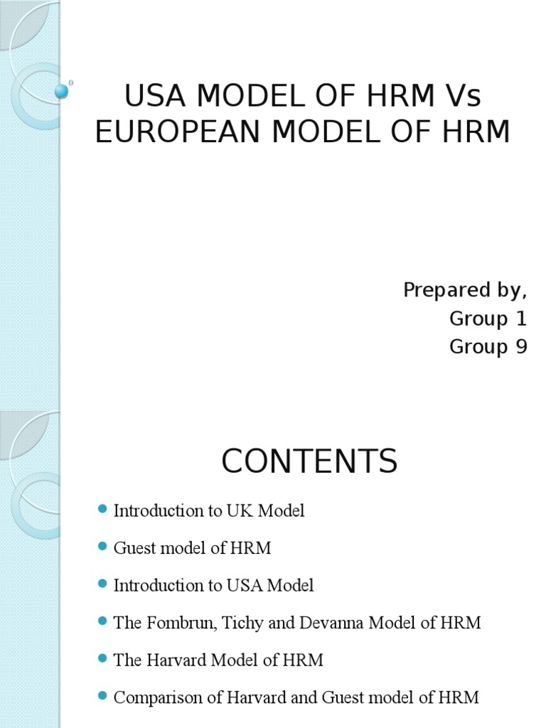 Usa Model of HRM Vs European Model of HRM | PDF | Human Resource ...