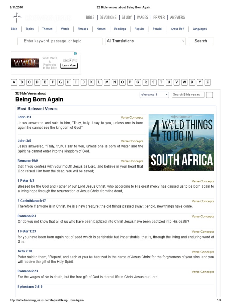 32 Bible Verses About Being Born Again | PDF | Born Again | Baptism