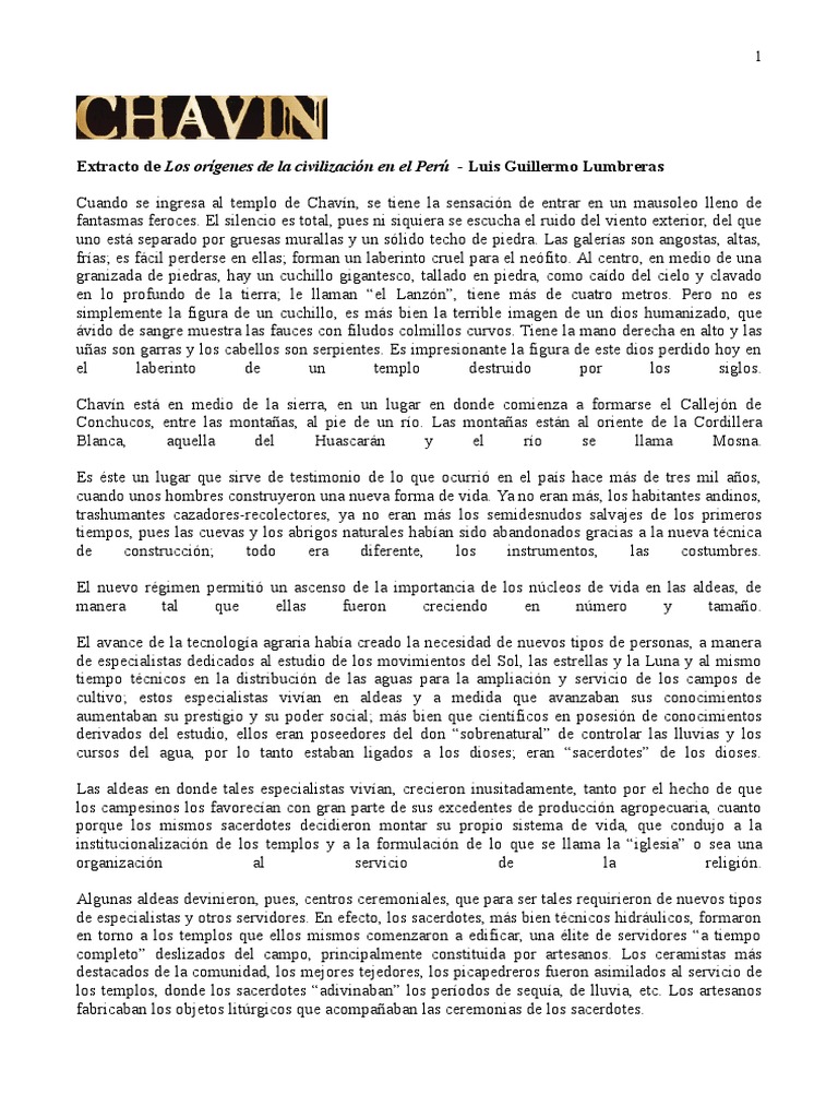Orígenes de Chavín y el Mullu | PDF