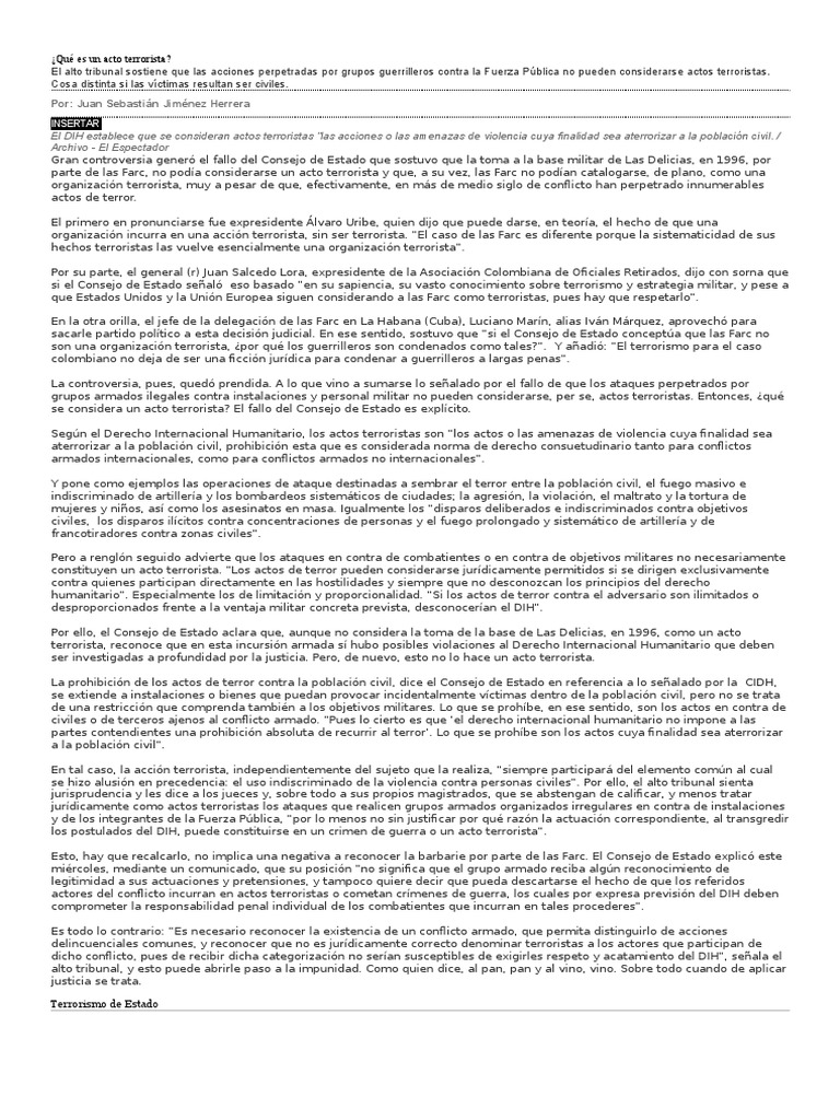 Qué Es Un Acto Terrorista | PDF | Ley humanitaria internacional | Policía