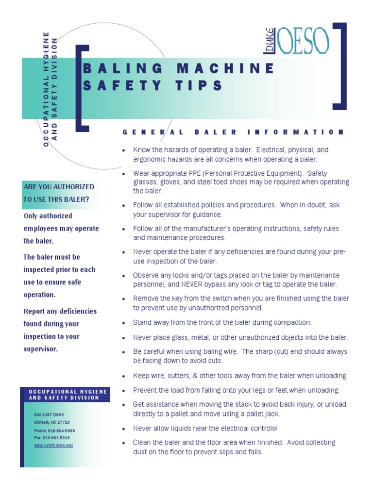 Safe Use of Balers | PDF