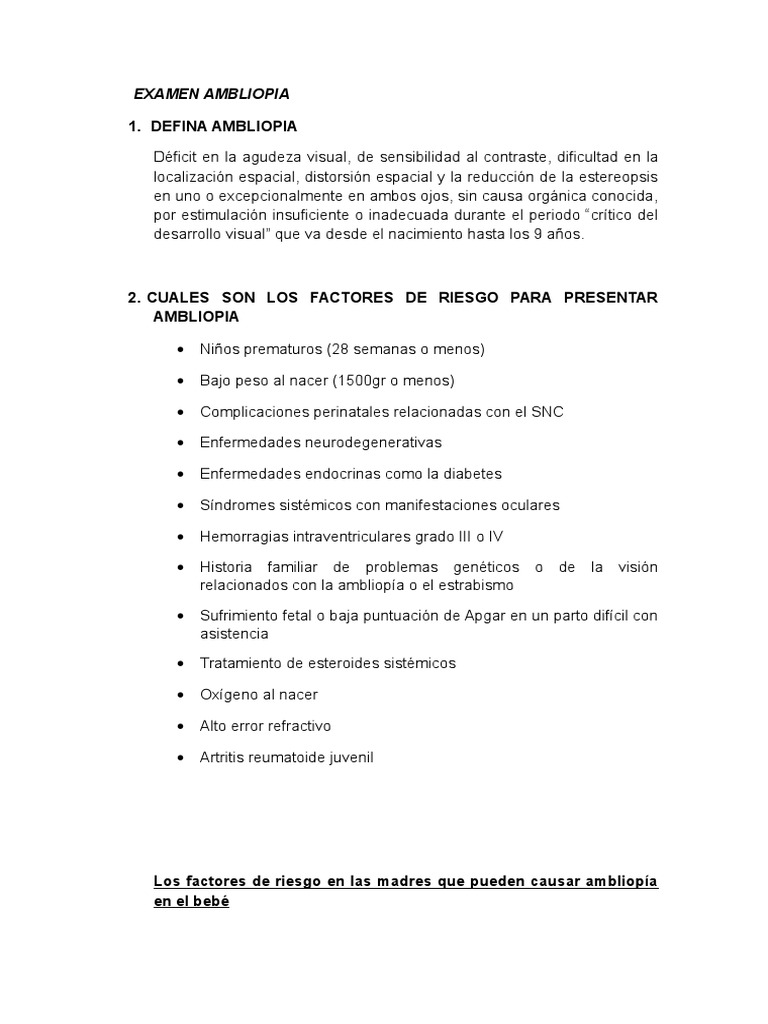 Un análisis completo de la ambliopía: desde su definición, factores de ...