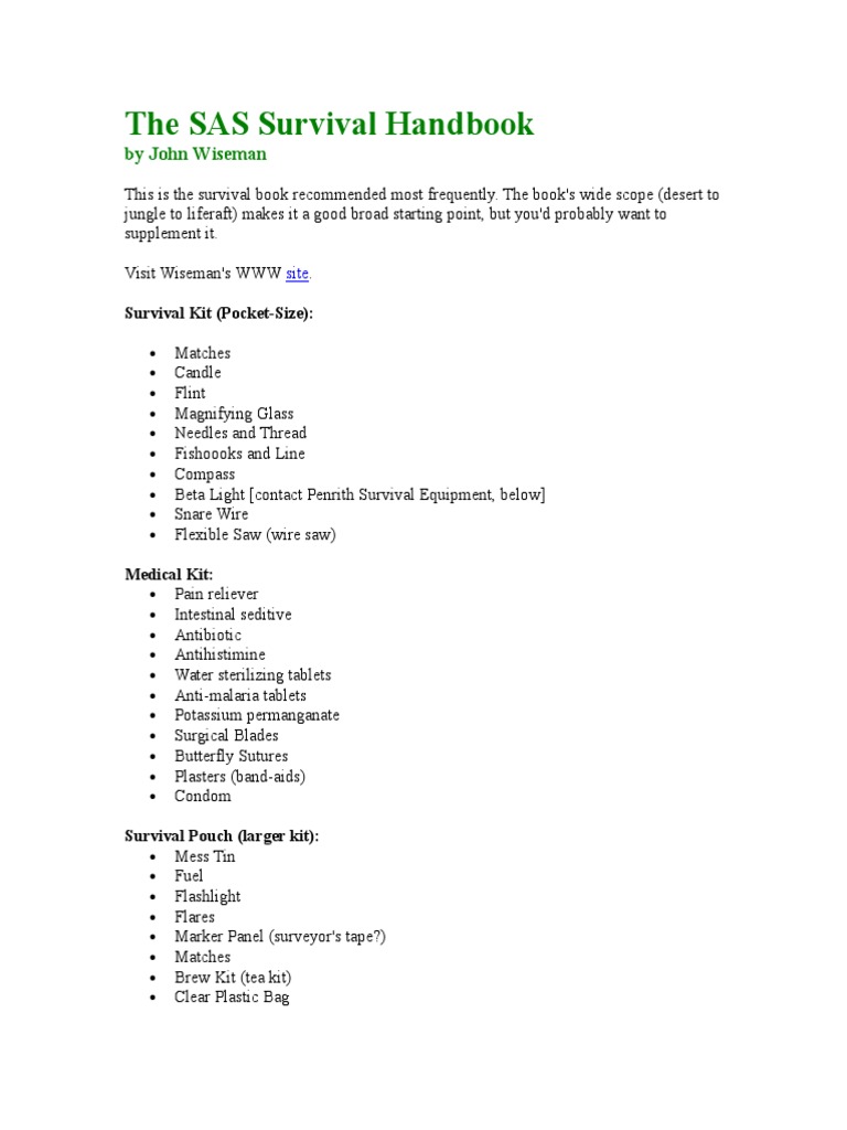 The SAS Survival Handbook List | PDF