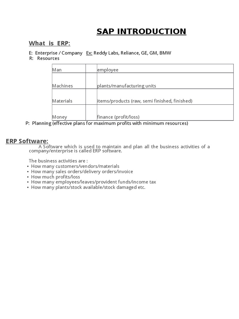 Sap Introduction: What Is ERP | PDF | Sap Se | Enterprise Resource Planning