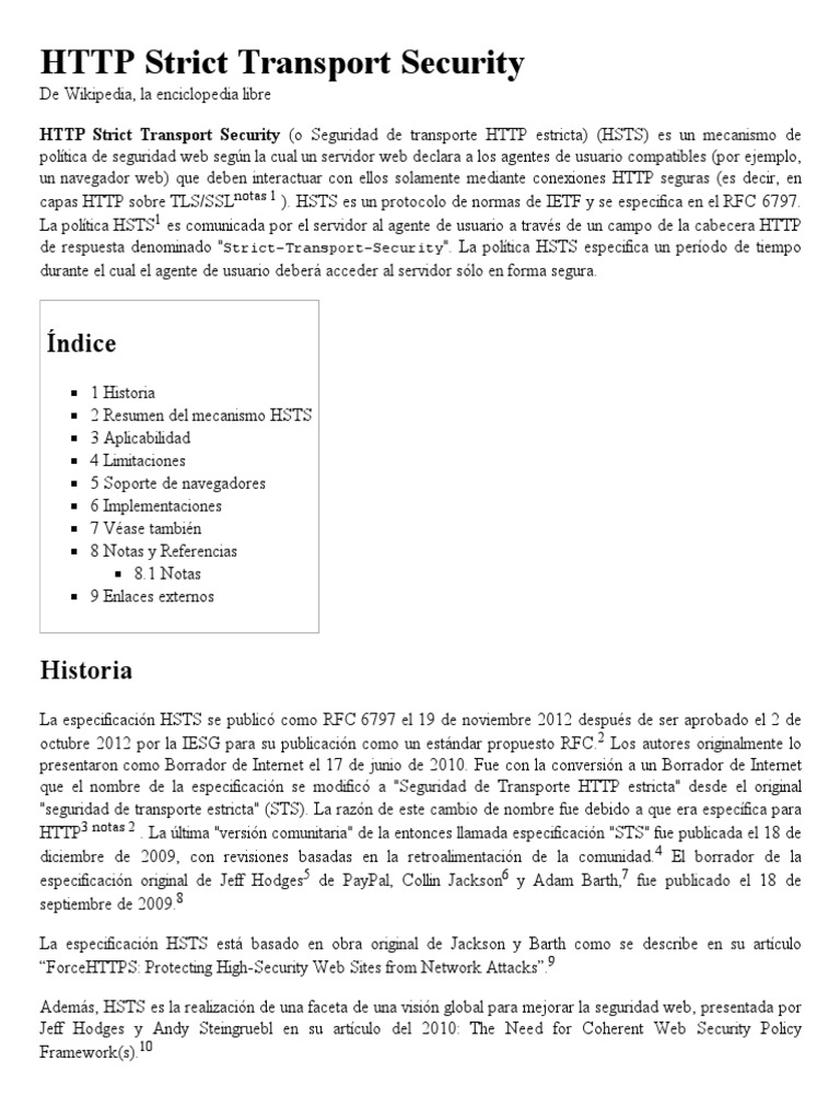 HTTP Strict Transport Security - HSTS | PDF | Transport Layer Security | Tecnología web