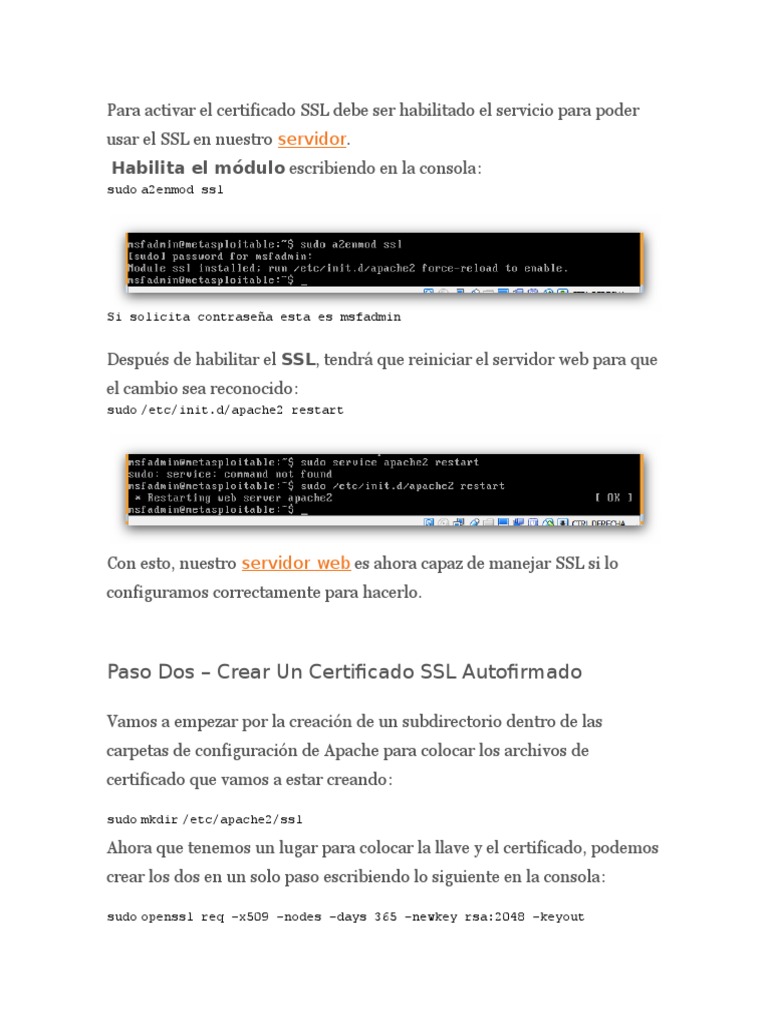 Pasos Instalacion Certificado Digital SSL | PDF