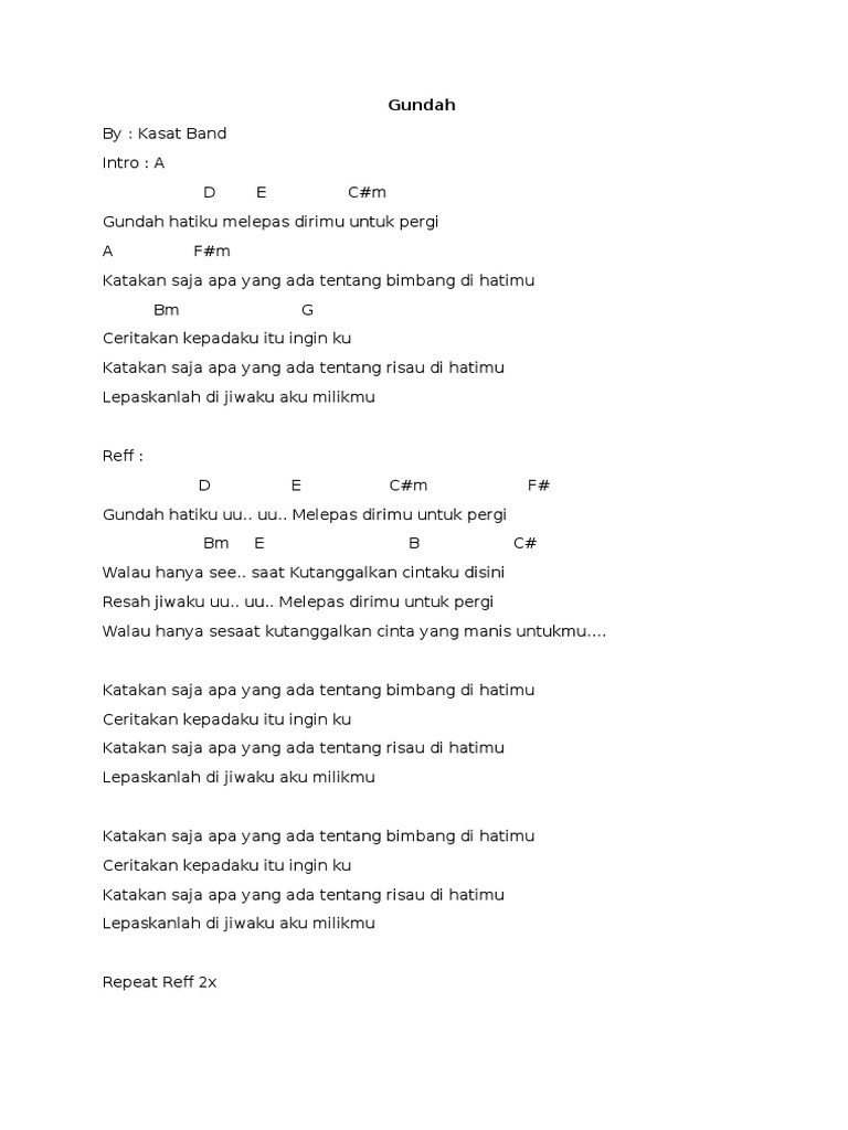 Lirik Lagu Gundah oleh Kasat Band | PDF | Seni & Disiplin Bahasa | Seni