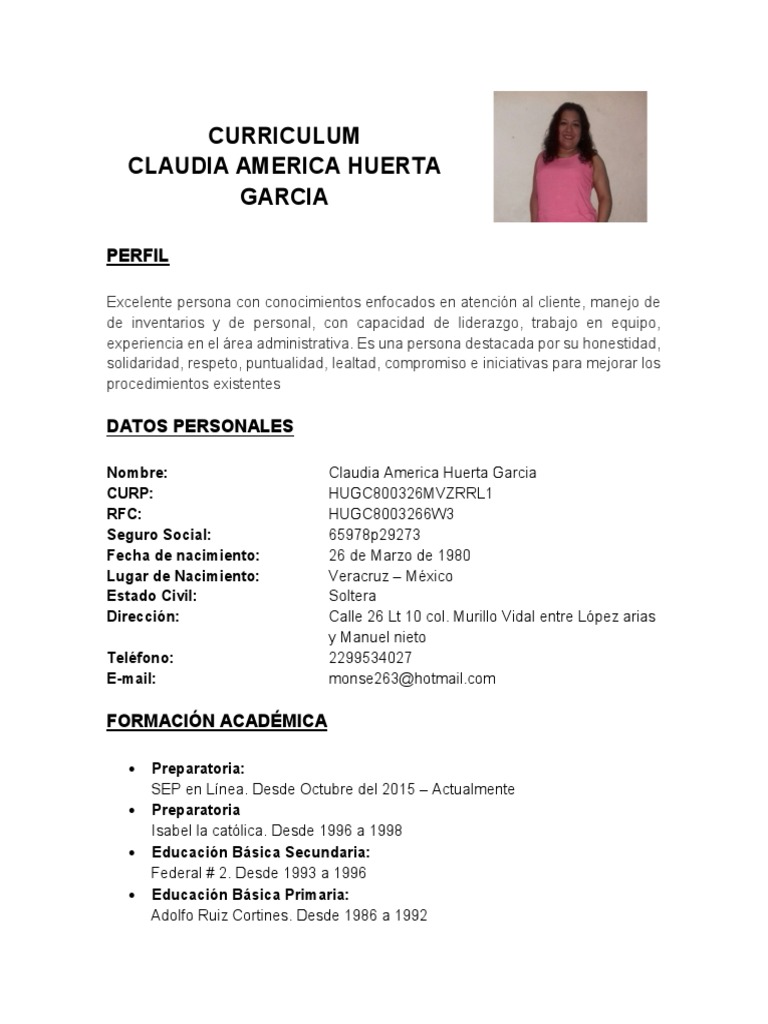 Curriculum Claudia PDF | PDF