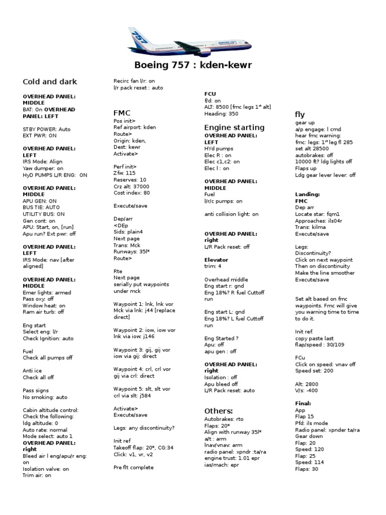 Boeing 757 Checklists
