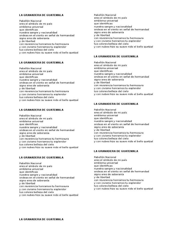 La Granadera de Guatemala: Himno Nacional | PDF