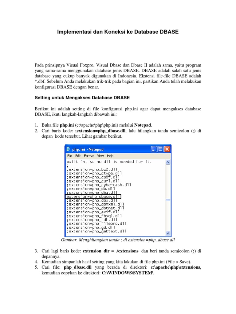 Implementasi Dan Koneksi Ke Database DBASE PDF | PDF