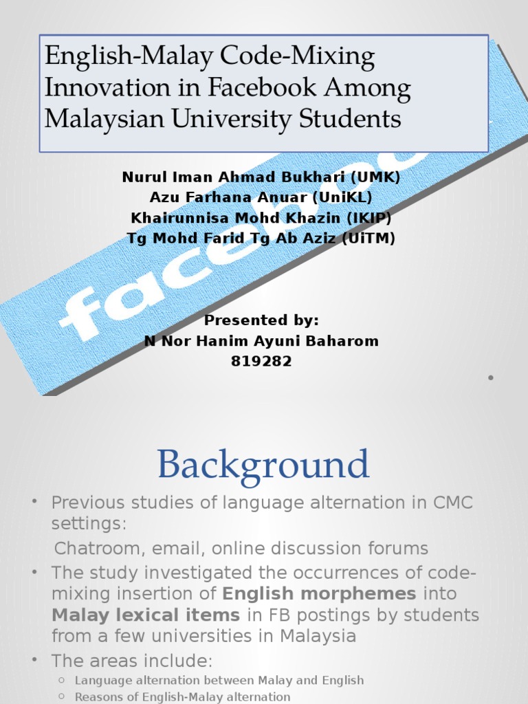 English-Malay Code-Mixing Innovation in Facebook Among Malaysian ...