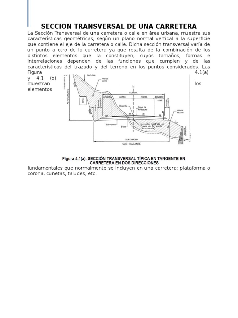 Sección Transversal de una carretera y sus elementos | Carretera | Calle