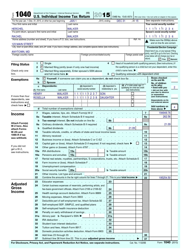 U.S. Individual Income Tax Return | Download Free PDF | Irs Tax Forms ...