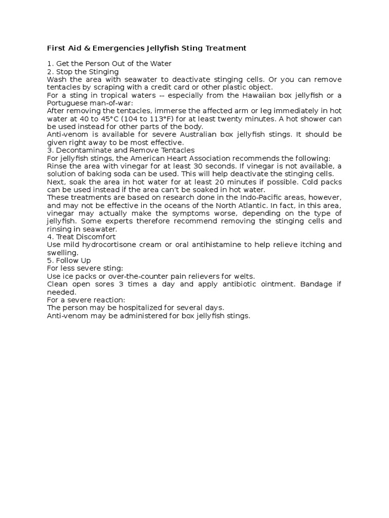 First Aid Jelly Fish | PDF