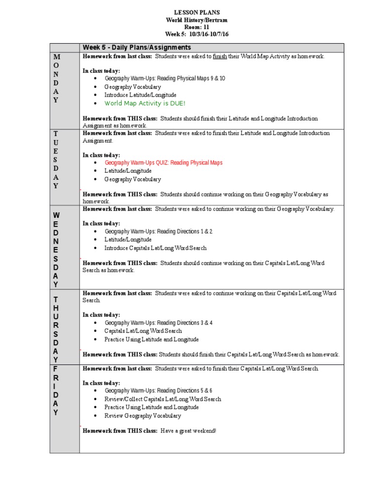 Week 5 World History Lesson Plans | PDF | Science & Mathematics