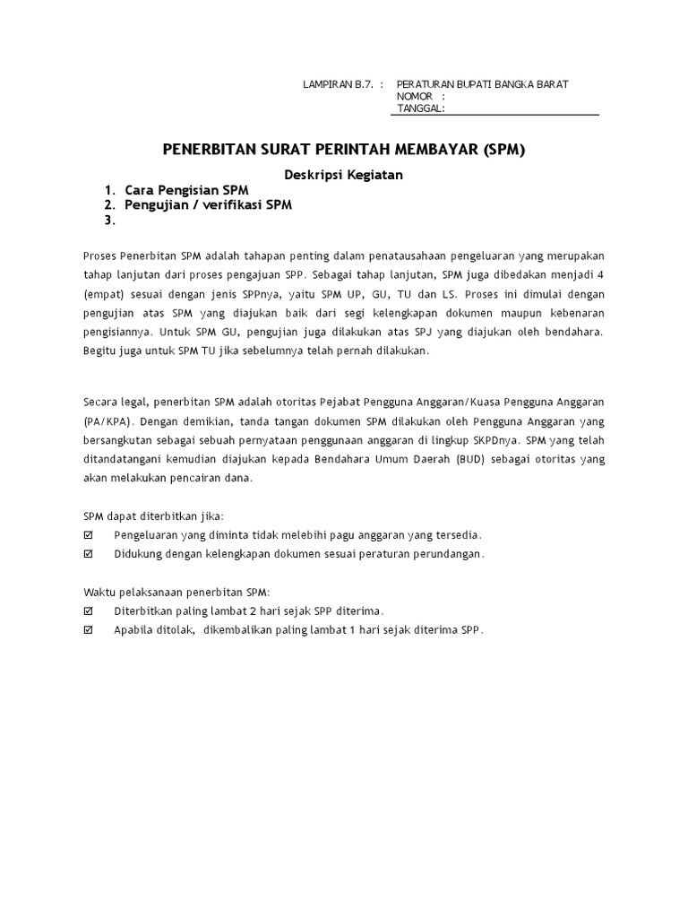 Prosedur Penerbitan SPM di Bangka Barat | PDF | Pengelolaan Keuangan & Uang